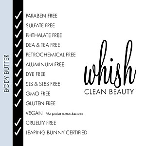 Whish Beauty Body Butter for Women - Moisturizing Body Lotion for Dry Skin - Antioxidant-Rich with Shea Butter, Aloe, & Raspberry Butter - Paraben & Sulfate Free - Lavender - 5 fl oz