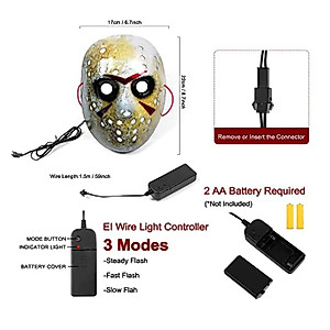 SOUTHSKY LED Mask,M205,Full Face Masks with Luminous Blue Neon Lights for Halloween,Festival,Carnival,Fancy Costume,Cosplay Party