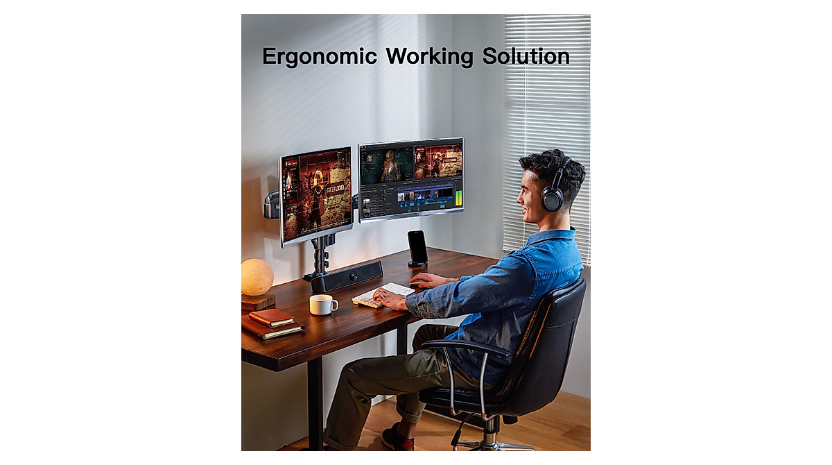 HUANUO Dual & Triple Monitor Mount for 13-32 Inch Displays
