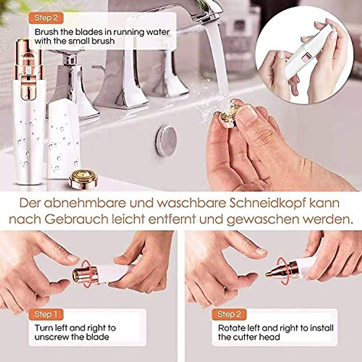 QINERSAW Nose Hair Trimmer for Men and Women, 2 in 1 Ear and Nose Hair Trimmer, Professional Painless Nose Hair Remover, Waterproof, USB Rechargeable, Dual Edge Blades (White)