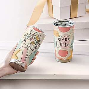 Macorner Birthday Gifts For Women - Stainless Steel Tumbler 20oz - Not A Day Over Fabulous - Mothers Day Gifts For Mom Best Friends Female Women Her Wife Girlfriend - Gifts for Women Coworkers