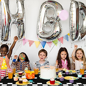 Tallew 2 Pcs Checkered Car Party Supplies Disposable Tablecloth Plastic Table Cover Black and White Checkered Race Table Runner for Racing Birthday Party Decor Favor Supplies (Black,White)