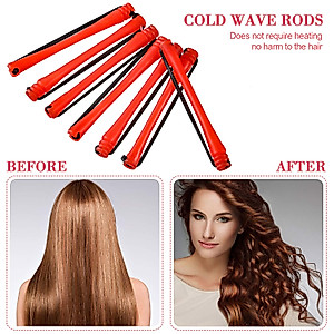 60 Pieces Short Hair Perm Rods Plastic Cold Wave Perming Rods Hair Curling Rollers Curlers with Steel Pintail Comb Rat Tail Comb for Hairdressing Styling Supplies(0.2 Inch,Red)