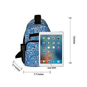 JZPM Sling Backpack, Travel Shoulder Hiking Bag for men women, Cashew nut flower Crossbody Chest Daypack, Blue