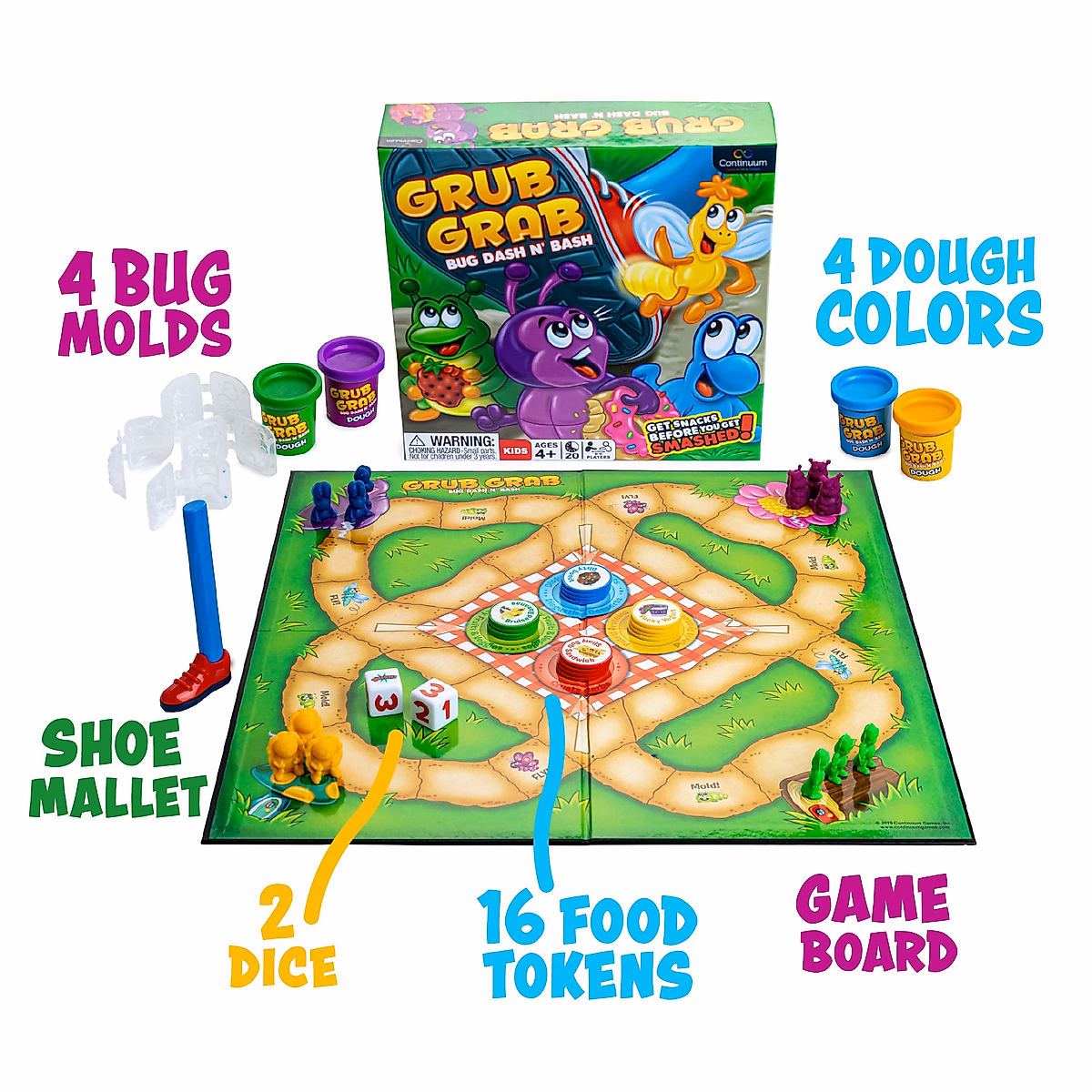 Grub Grab Board Games for Kids 4-6 Interactive Game Ant Bugs Boardgame for Children and Family Night 2-6 Players Ages 4+