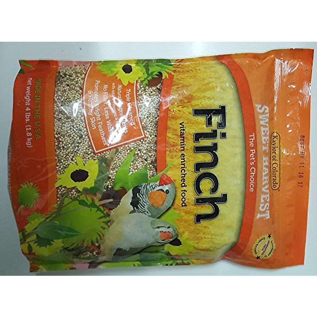 Sweet Harvest Finch Bird Food, 4 lbs Bag - Seed Mix for Finches