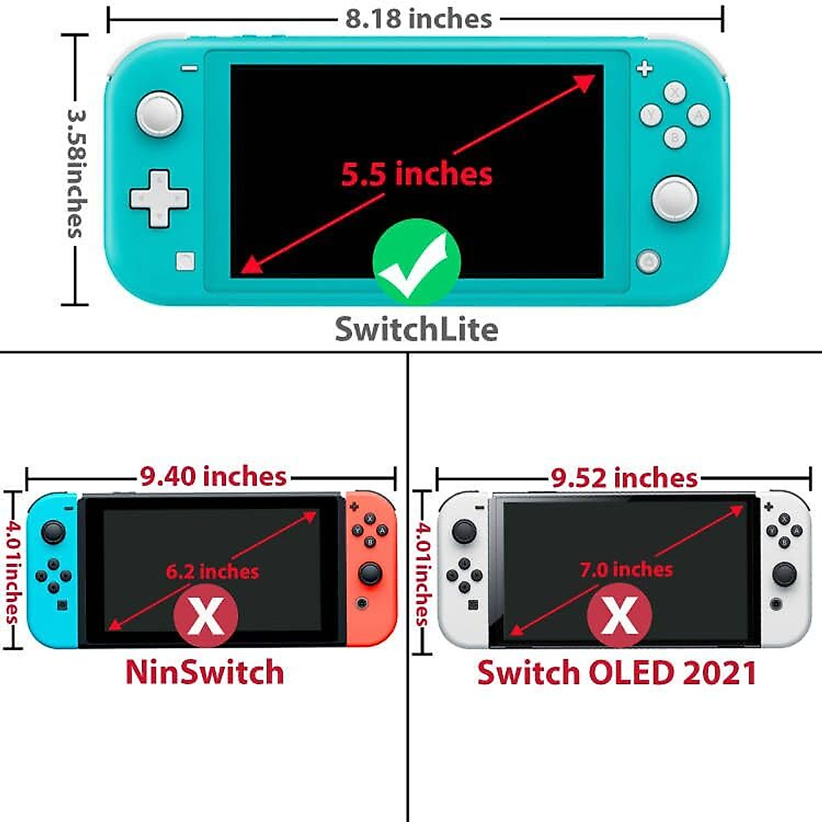 Nintendo Switch Lite Screen Protector, TJS [Tempered Glass] [2-Piece] [Works While Docking] - 0.3mm Thickness/Bubble Free/Ultra Clear/9H Hardness/Anti-Scratch/Shatterproof/Anti-Fingerprint (Clear)