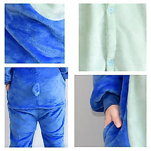 Yarde Animal Onesie Stitch Pajamas, Unisex Adult Onesie Pajamas Halloween Christmas Flannel Cartoon Cosplay Pajamas Blue Stitch L