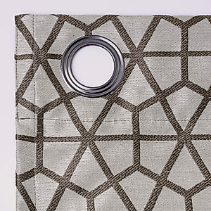 Sun Zero Verve Twill Mosaic Thermal Extreme Total Blackout Grommet Curtain Panel, 52" x 84", Cocoa Brown/Cream