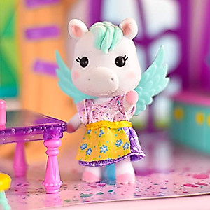 Sunny Days Entertainment Honey Bee Acres Rainbow Ridge Sunburst Art Studio – 50 Furniture Accessories with Exclusive Unicorn Figure | Light Up Dollhouse Playset | Pink Pretend Play Toys for Kids