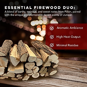Old Wood Piñon and Juniper Firewood, Approximately 70lbs Box - Aromatic Blend for Indoor and Outdoor Use, 13"-14" Length, Southwest Scent - Fireplace, Fire Pit, Ambiance - 35 Box Packaging