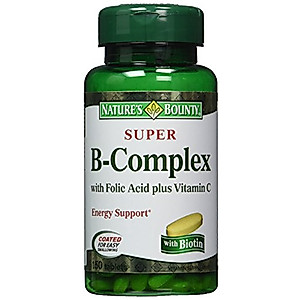Nature's Bounty Super B-complex with Folic Acid Plus Vitamin C, 300 Tablets (2 X 150 Count Bottles)