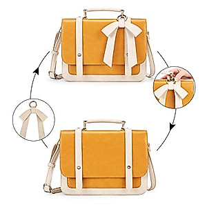 ECOSUSI Purses and Handbags for Women Crossbody Purse PU Leather Satchel Bags Over the Shoulder Purse with Detachable Bow