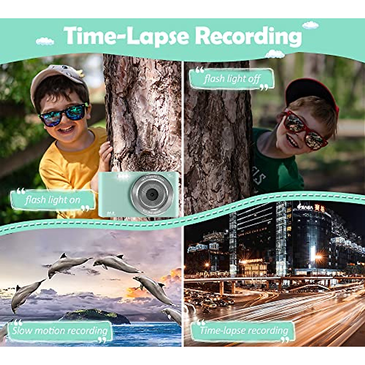 UIKICON Digital Camera, FHD 1080P Kids Camera Video Camera with 32GB SD Card 16X Digital Zoom, Compact Point and Shoot Camera Portable Small Camera for Teens Students Boys Girls - Green