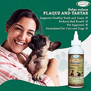 Mad About Organics Herbal Oral Care Gel - Cat and Dog breath freshener, Helps Remove Plaque and Tartar, No Brushing Required, Fast Acting, Promotes Healthy Teeth and Gums - 4oz