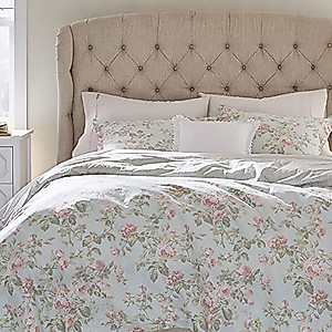Laura Ashley Home - Twin Duvet Cover Set, Reversible Cotton Bedding with Matching Sham, Breathable Home Decor for All Seasons (Madelynn Blue, Twin)