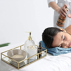 Mili Home Gold Vanity Tray Gold Perfume Tray for Dresser, Bathroom,Gold Decorative Tray Makeup Tray for Makeup, Mirror Dresser Tray Organizer for Jewelry