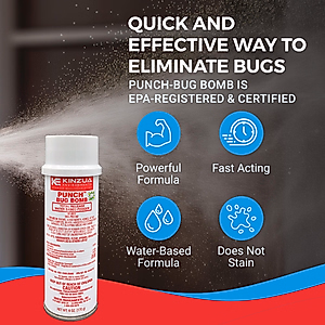 Kinzua Environmental Punch Bug Bomb, Insect Fogger Kills All Mosquito, Cockroach, Flea, Ant, Spider & More, Insect Foggers for Indoor & Outdoor Use, Non-Staining, Water-Base Formula, 6 oz, Pack of 3