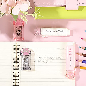 4 Pcs Cute Cat Paw Kawaii School Supplies Cute Cat Paw Pencil Sharpener and Cat Paw Shaped Retractable Eraser Kawaii Pencil Sharpener Cat School Supplies for Kids Girls Cat Lovers Office School Home