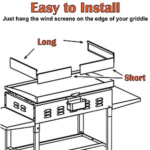 EasiBBQ 5015 Wind Screen for Blackstone 36" Griddle and Other Griddle, Wind Guard, Black