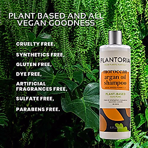 Plantoria Moroccan Argan Oil Shampoo | Plant Based Pure Vegan Organic Anti Dandruff & Frizz Hair Products for Women, Men, Teens, Kids | Natural Hair Shampoo With Coconut, Argan, Jojoba, Vitamin E