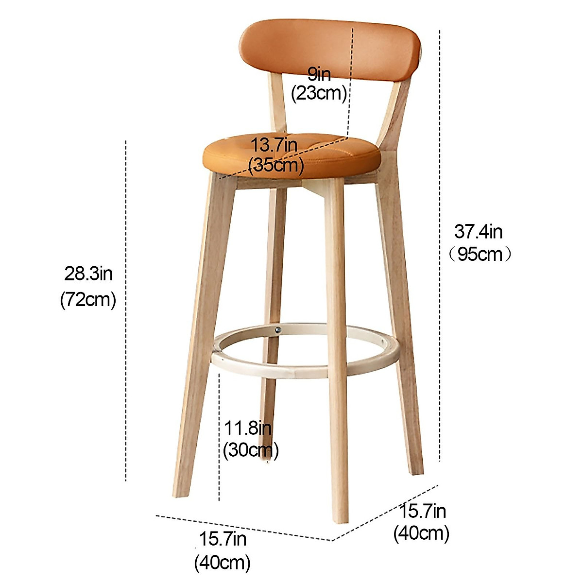 WHYATT Bar Stools，Stools for Kitchen Counter, Solid Wood Frame Dining Chairs Suitable for Bistros, Cafes, Restaurants. (Color : Green)