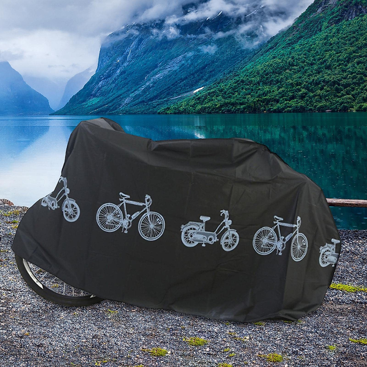 Mountain Road Bike Cover Waterproof Windproof Raincoat for Motorcycle , Black