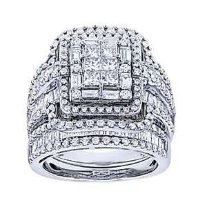 LRGKMCWTOB 2 Piece Wedding Ring for Women 1 Carat Princess Cut Cubic Zirconia Engagement Promise Bridal silver Band Fashion Cute White Gold Plated Ring Set Gift Jewelry (US 7)
