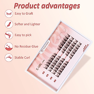 DIY Eyelashes extension, MLEN DIARY 56 cluster wisps lashes 7-12mm cluster eyelash extensions 0.07mm Soft False Eye lash fluffy individual Fake Eyelash natural look