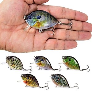 PENCHEN 5PCS Fishing Lures 6cm 15g Mini Wobbler Fishing Lure Artificial Hard Bait Crankbait with Tackle Box for Fish Bass