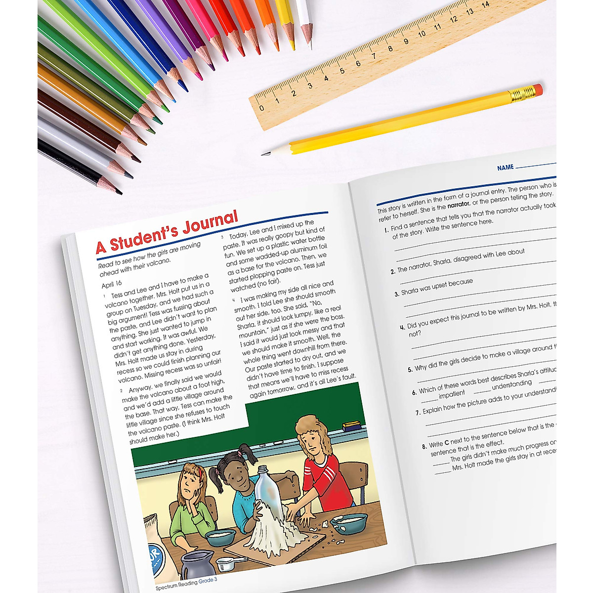 Spectrum Reading Comprehension Grade 3 Workbook, Ages 8 to 9, Third Grade Reading Comprehension Workbook, Fiction and Nonfiction Passages, Identifying Story Structure and Main Ideas - 160 Pages