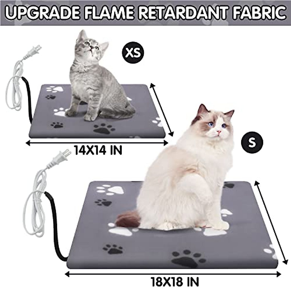 Rest-Eazzzy Pet Heating Pad Indoor, Dog Heating Pad Mat with Removable Cover, Waterproof Heated Dog Pad for Cat Dog, NO Timer and Temp Adjustment (Grey, 14" X 14")