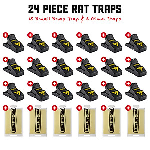 Mouse Traps Large Rat Traps Indoor Set of 24, 18 Reusable Mouse Traps and 6 Glue Traps Mouse Traps Indoor for Home Powerful Traps for The House - 24 Pack