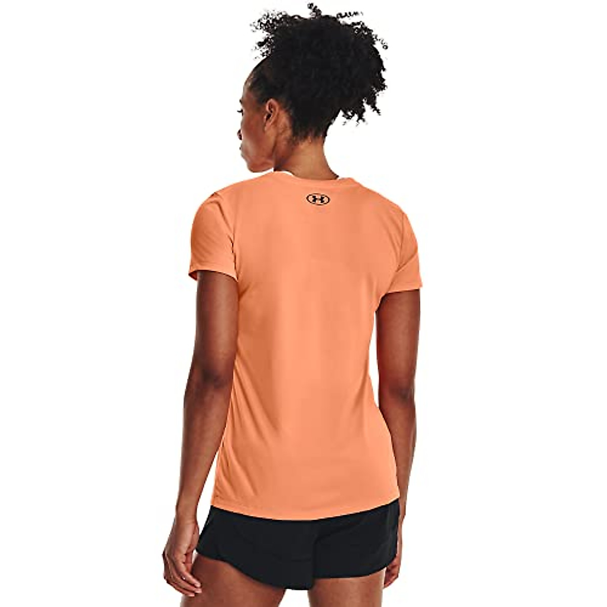 Under Armour Women's Standard Tech Solid Script Short Sleeve T-Shirt, (906) Orange Tropic/Downpour Gray/White, Medium