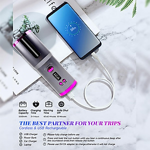 vanso Cordless Automatic Curling Iron,Ceramic Auto Hair Curler with LCD Display 6 Temps & Timers,Portable USB Rechargeable Curling Iron Wand,Detangle & Scald-Free,Fast Heating for Hair Styling