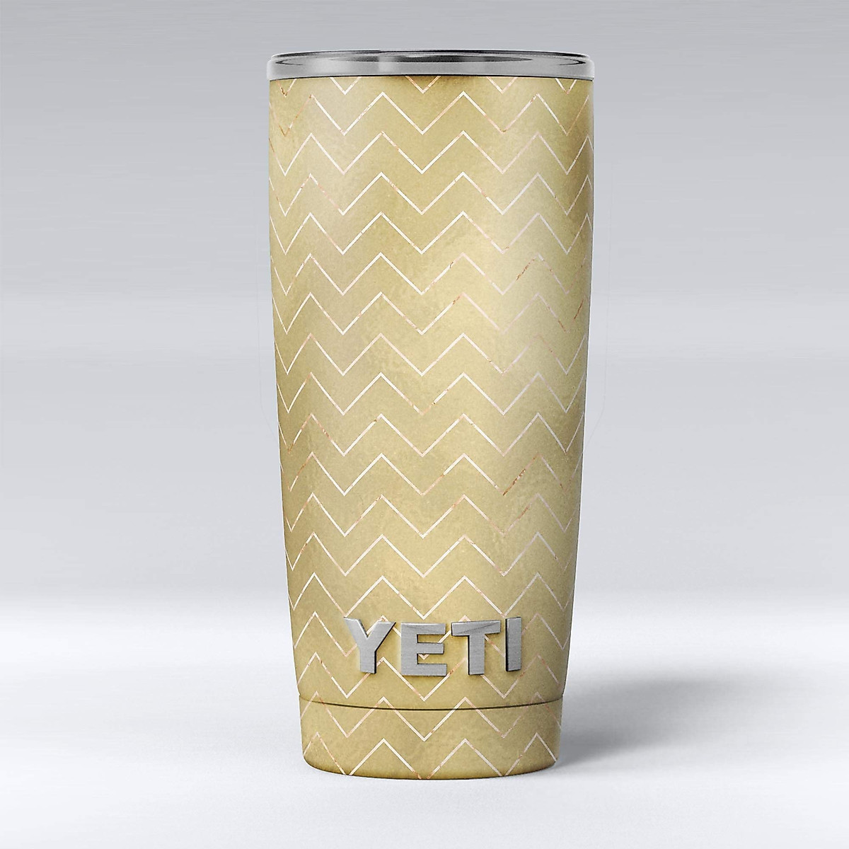 Design Skinz The Golden Surface with White Chevron - Skin Decal Vinyl Wrap Kit Compatible with The Yeti Rambler Cooler Tumbler Cups