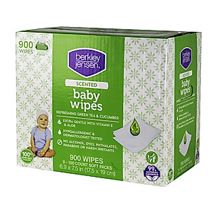Berkley Jensen Green Tea & Cucumber Scented Baby Wipes, 9 pk./100 ct.