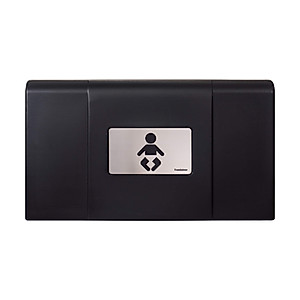 Foundations 200-EH-02 Ultra Horizontal Wall Mounted Baby Changing Station, Polyethylene with Heavy Duty Stainless Steel Hinge, Built-in Liner Dispenser, Two Bag Hooks - Black