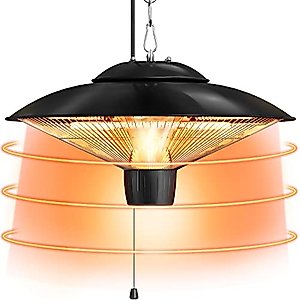 PIAOMTIEE Electric Patio Heater, Waterproof Hanging Patio Heater, Infrared Porch Heater Ceiling Hanging Heaters for Indoor Outdoor Use, Black Balcony Heater with 2 Adjustable Modes 600W/1500W