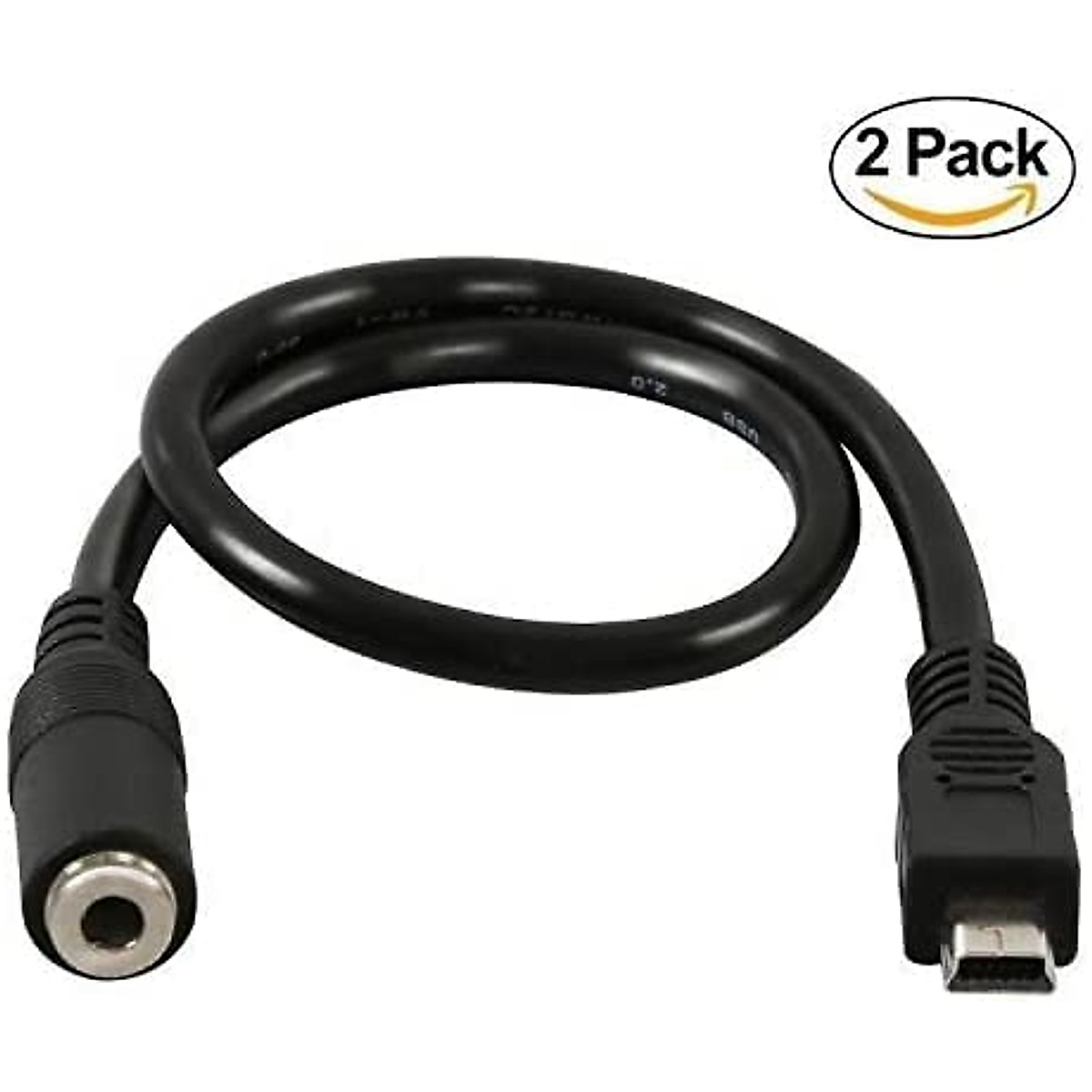 Wpeng Qaoquda (2-Pack) Mini USB Male to 3.5mm Female Audio Cable for Active Clip Mic Microphone Adapter Cord-1Feet