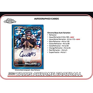 2024 Topps Chrome Football 7-Pack Trading Card Mega Box (1 Prism Refractor + Ten Rookies Per Box!)