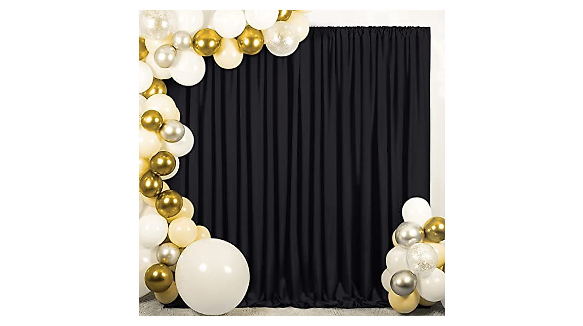 Black Polyester Backdrop Curtains for Party & Photography