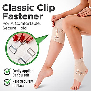 Premium Elastic Bandage Wraps (4" 2pack & 3" 2Pack) Metal Clip Fasteners - GT Latex Free Roll for Sprains & Injuries