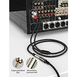 VIOY RCA Splitter Cable (6,5FT/2M), RCA Male to 2 RCA Male Bi-Directional RCA Y Splitter Extension for Subwoofer, Home Theater, AV Receiver, Amplifier, Nylon Braided | Gold Plated Connectors