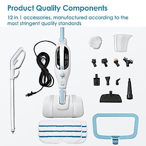 Steam Mop Cleaner 12-in-1 Handheld Steam Cleaner Detachable Floor Steamers for Hardwood Laminate Tile Floor, Multi-functional Steam Mops w/ 11 Accessories&2 Mop Pads for Home Use Carpet Kitchen Window