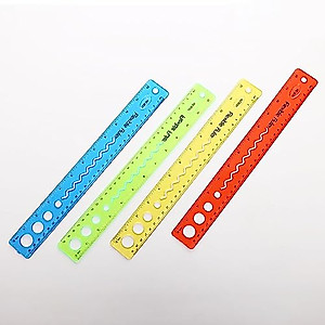 Color Flexible Ruler Soft Bendable Plastic Clear Rulers Shatterproof Safety Kids School Supplies for School and Office Circle Ruler