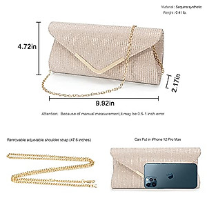 MYLONI Clutch Purses For Women Women's Evening Bags Clutches for Women Party Prom Wedding Sparkling Shoulder bag(Champagne)