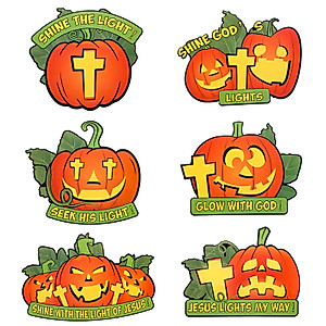 24 Pcs Thanksgiving Pumpkin Cutouts Halloween Jesus Cutouts Decor Thanksgiving Cardboard Door Sign Fall Autumn Wall Religious Holiday Decor for Christian Classroom Bulletin Board Party Favor Supplies