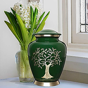 Trupoint Memorials Cremation Urns for Human Ashes - Decorative Urns, Urns for Human Ashes Female & Male, Urns for Ashes Adult Female, Funeral Urns - Dark Green, Large