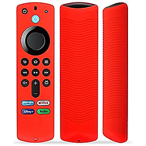 TOKERSE 3 Pack Remote Cover for FireStick 3rd Gen 2021 / 4K Max 2021 - Silicone Case for FireSticksticktv 4K+ 2021 Voice Remote Case Cover Sleeve Skin with Lanyard - Red Blue Purple